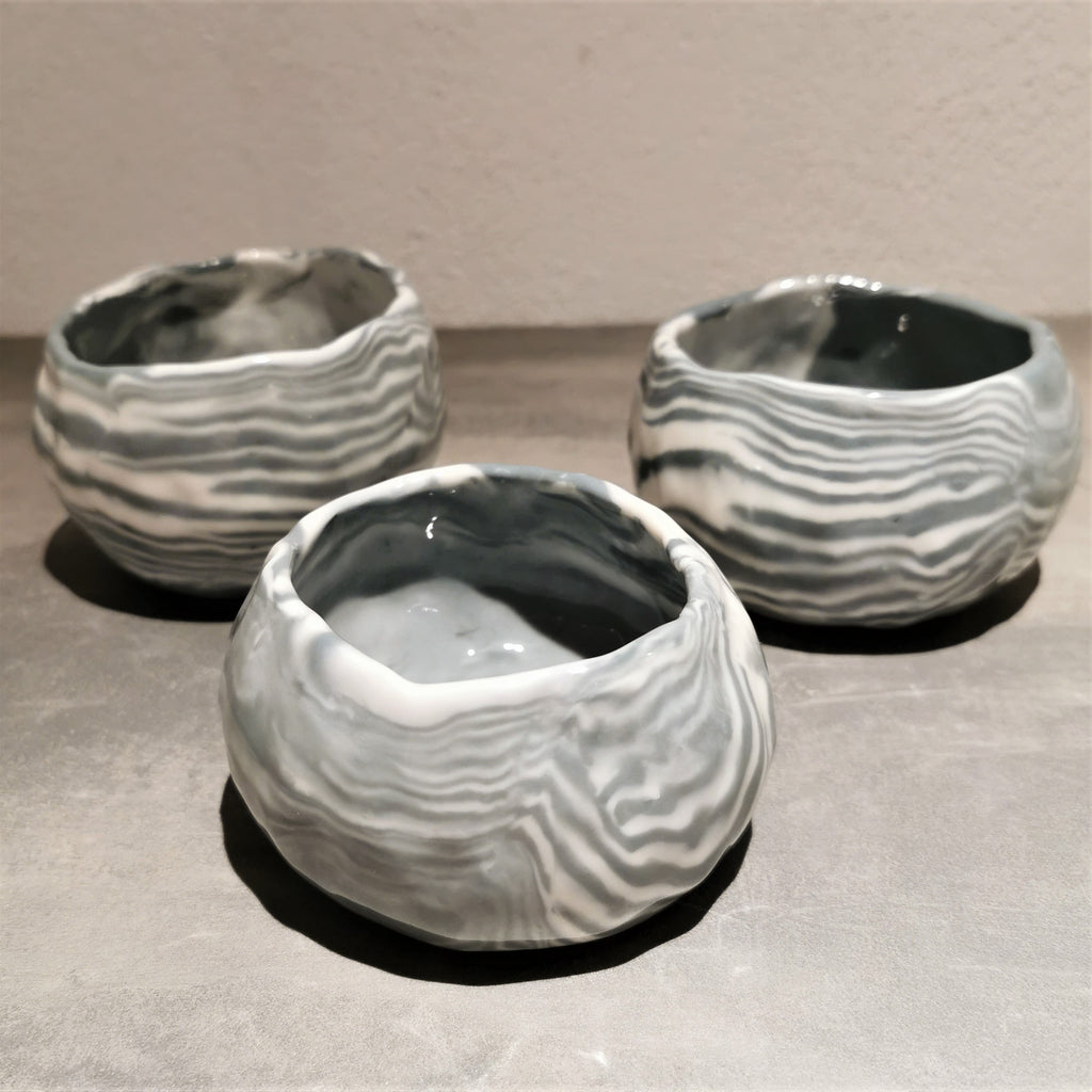 Porcelain Handmade Ceramics Nerikomi style Pinch Pots Grounded Pottery ...